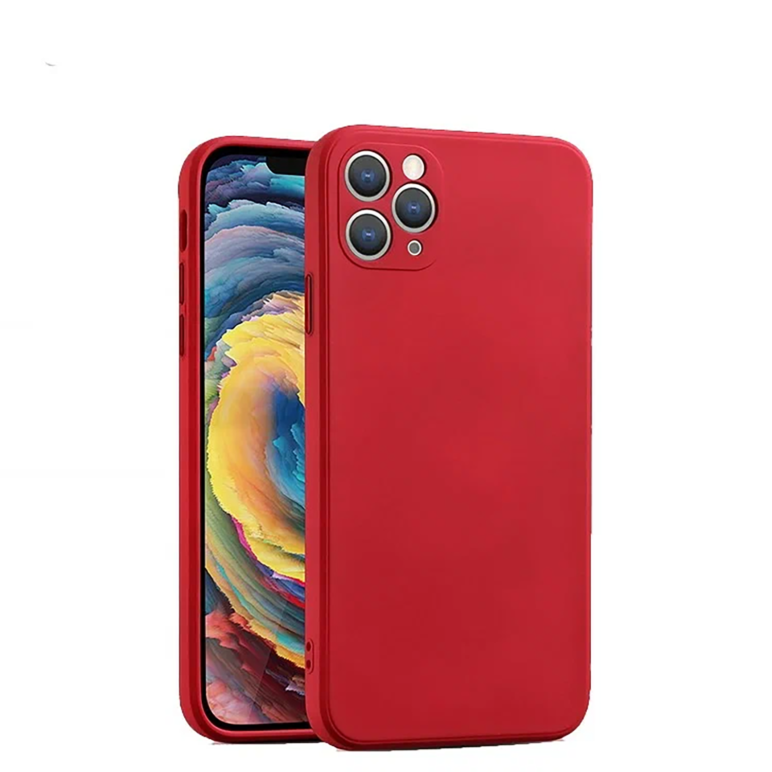 Чехол на Apple iPhone 14 Pro Max с защитой камеры и подкладкой из микрофибры, силиконовый, красный