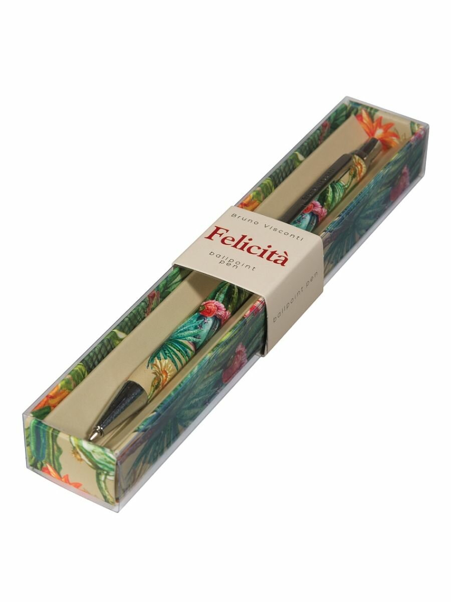 Автоматическая шариковая ручка Bruno Visconti FLORA. Кактусовый РАЙ в подарочной упаковке, синие чернила, 0.7мм