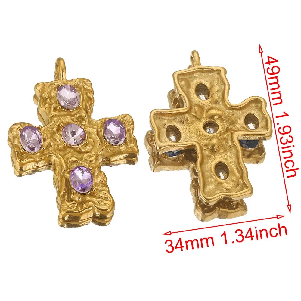 2 шт, подвески кресты из нержавеющей стали Alisaya purple