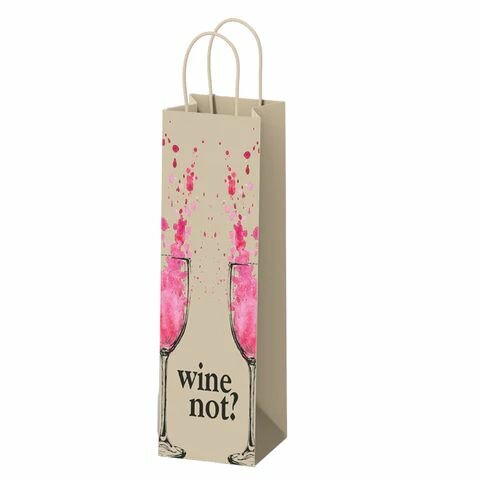 50 шт. Крафт-пакет бумажный "Wine not?" 15х8х39 см, с кручеными ручками, плотность 80 г/м2, 115809