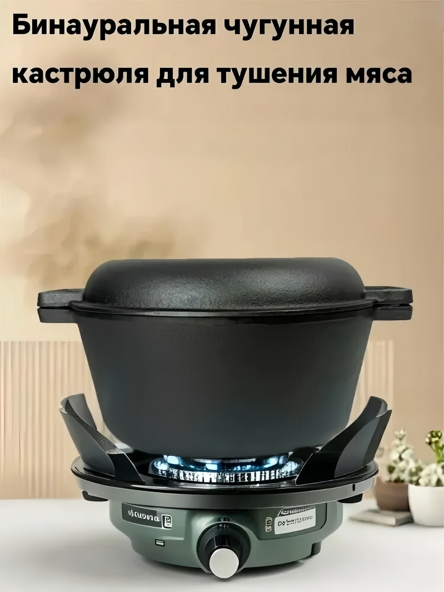 Казан-сковорода Oberhof KS-06/1, чугун, антипригарное покрытие, крышка-сковорода, 5л