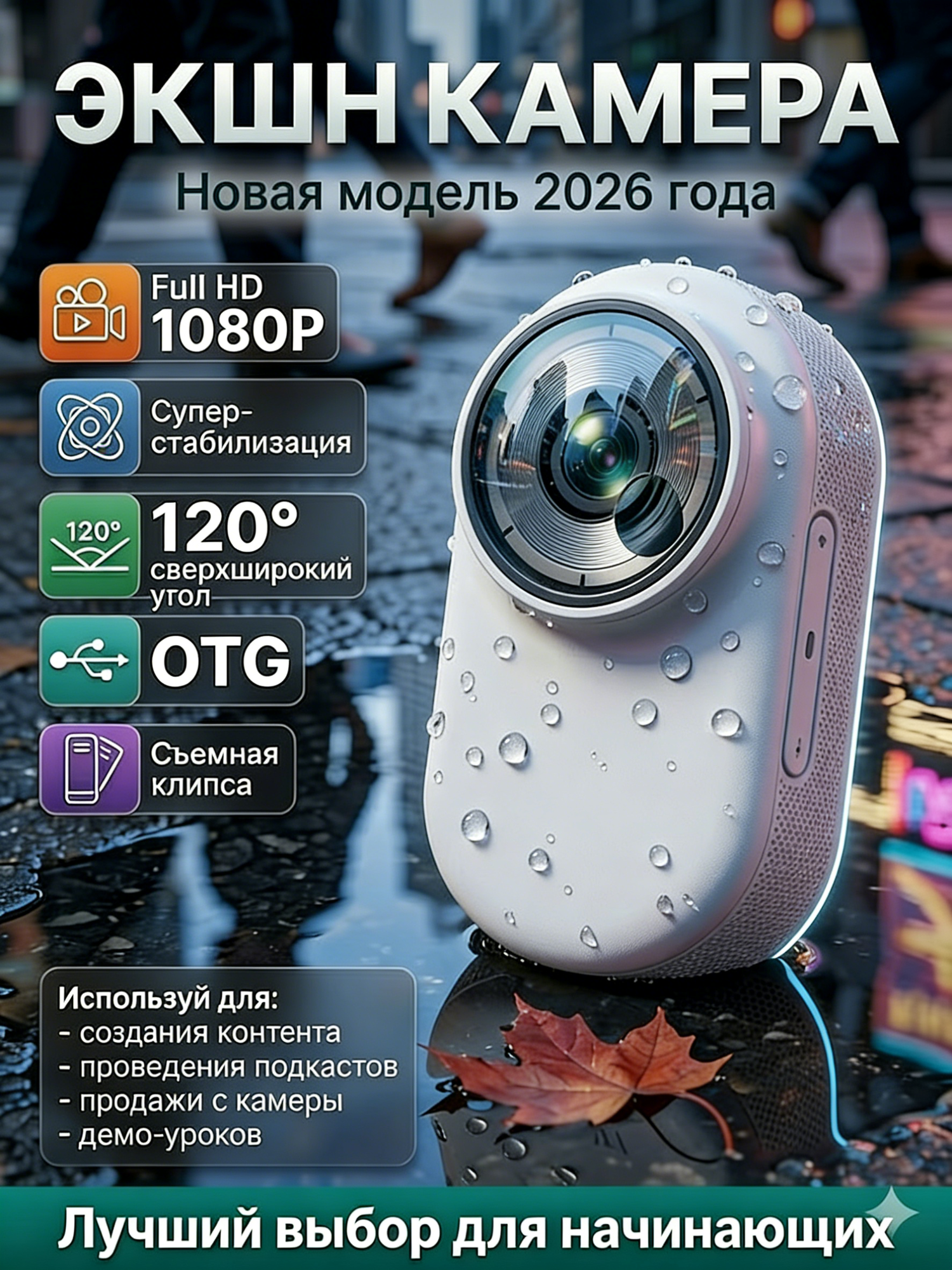 Камера для съемки видео блога, портативная, 1080P