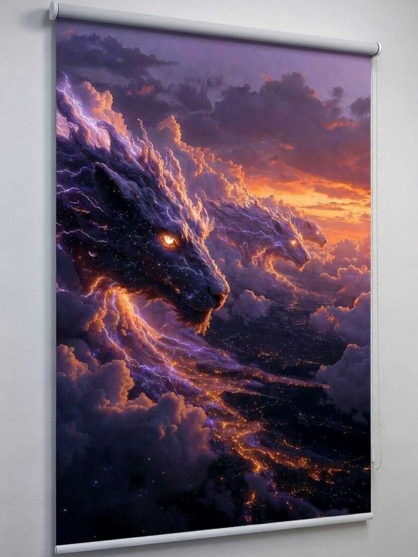 Рулонная штора с фотопечатью "Стая облаков"