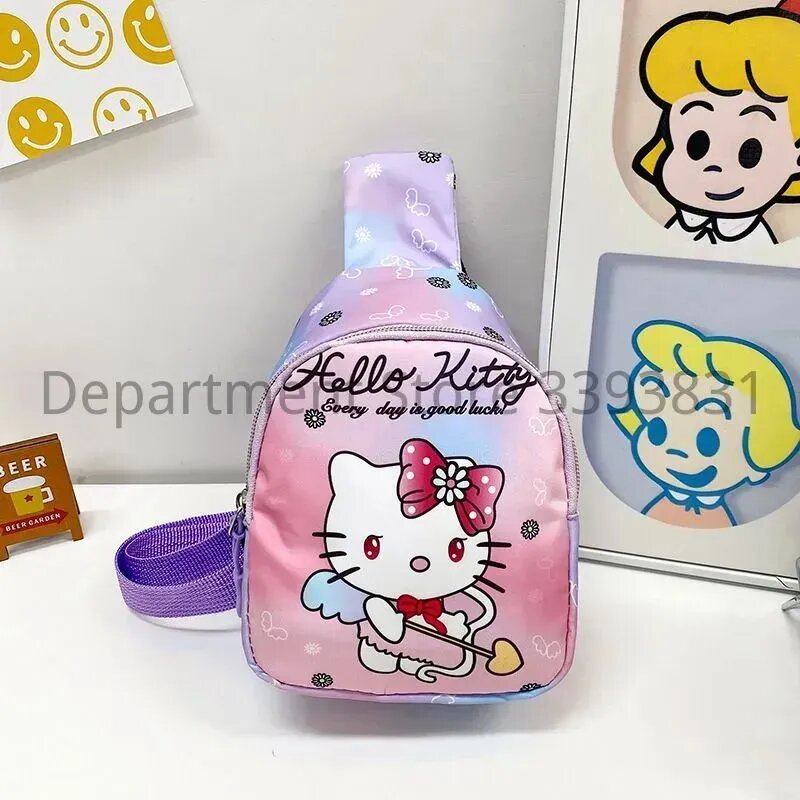 Детский рюкзак на плечо Hello Kitty с принтом маленького размера для девочек 3-4 лет из политекса, на молнии, розового цвета