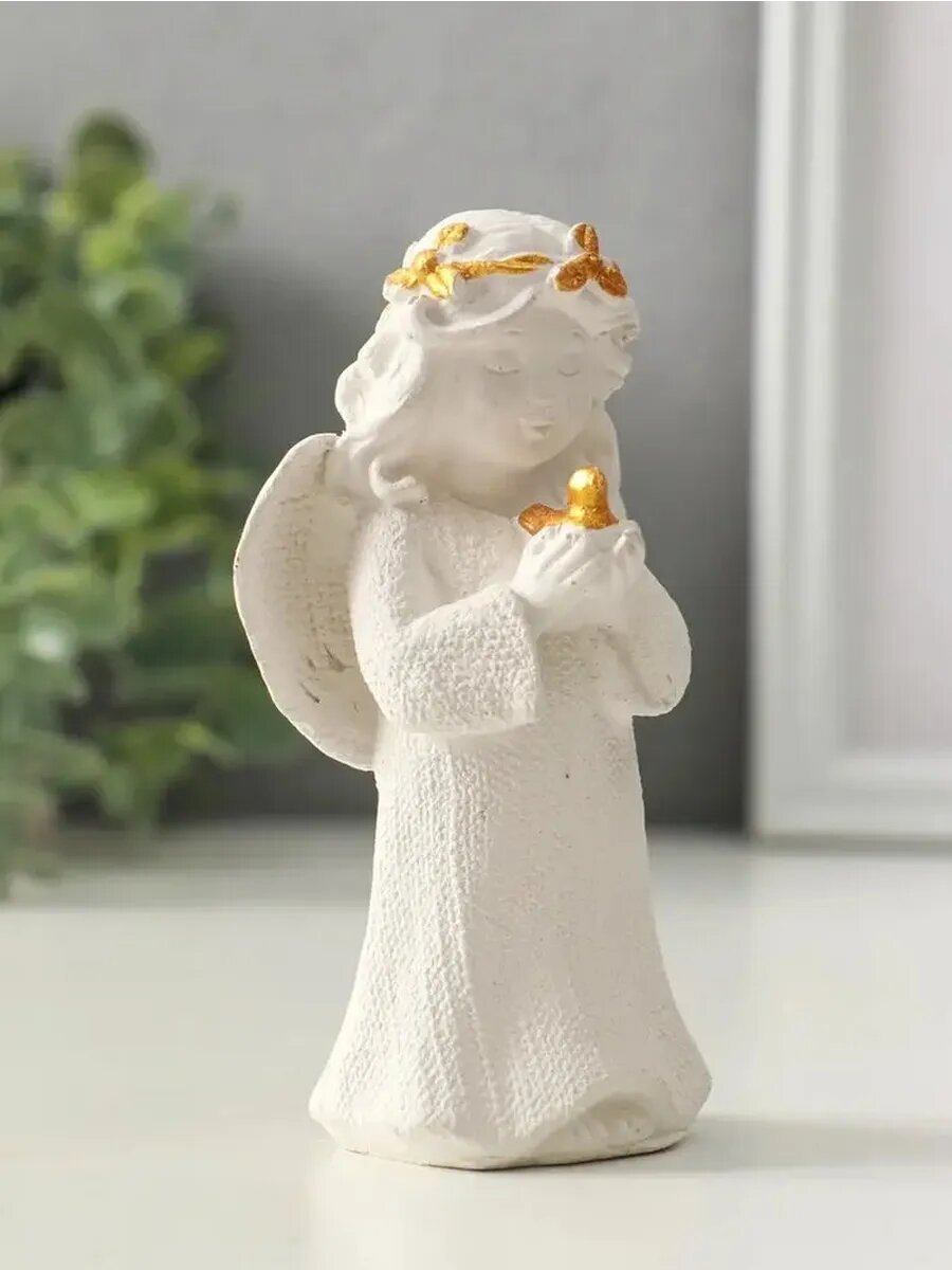 Элегантная статуэтка Ангел с птицей для интерьера