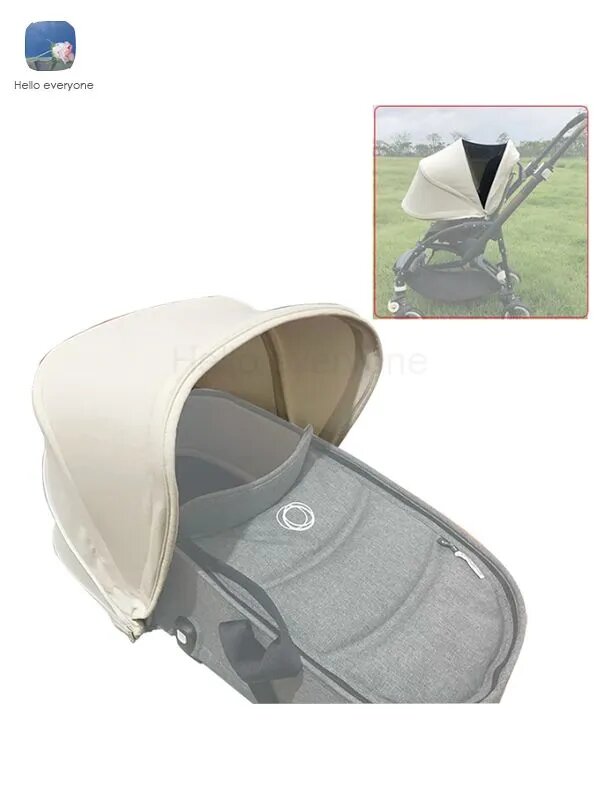 Солнцезащитный козырёк для коляски Bugaboo Bee 3/5/6, с сетчатым окошком, удлинённый, замена штатного капора, Белый