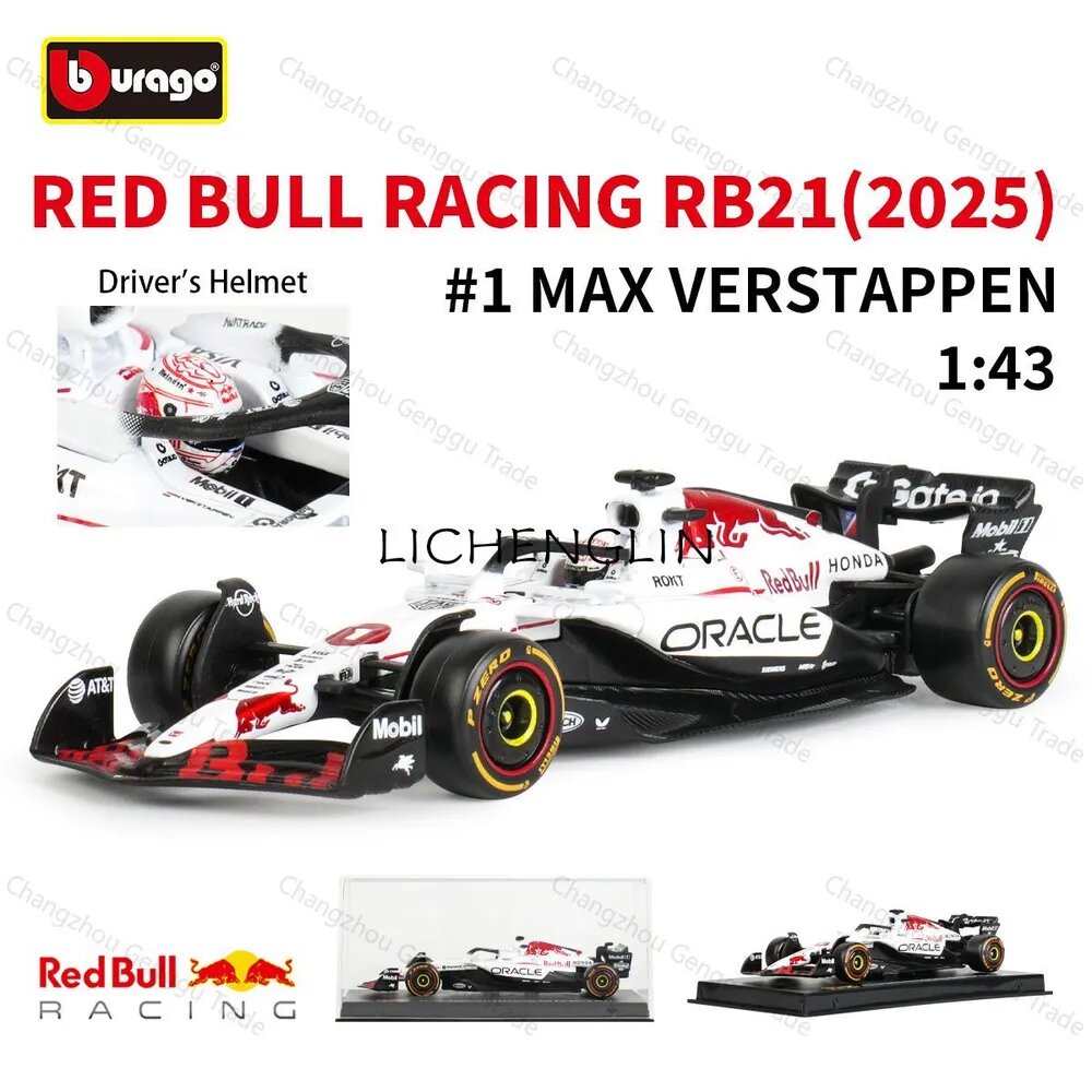 Акриловая прозрачная коробка Bburago 1:43 Гран - при Японии 2025 Red Bull RB21 Формульный болид Формулы-1, Литые под давлением автомобили, коллекционная модель гоночных игрушек