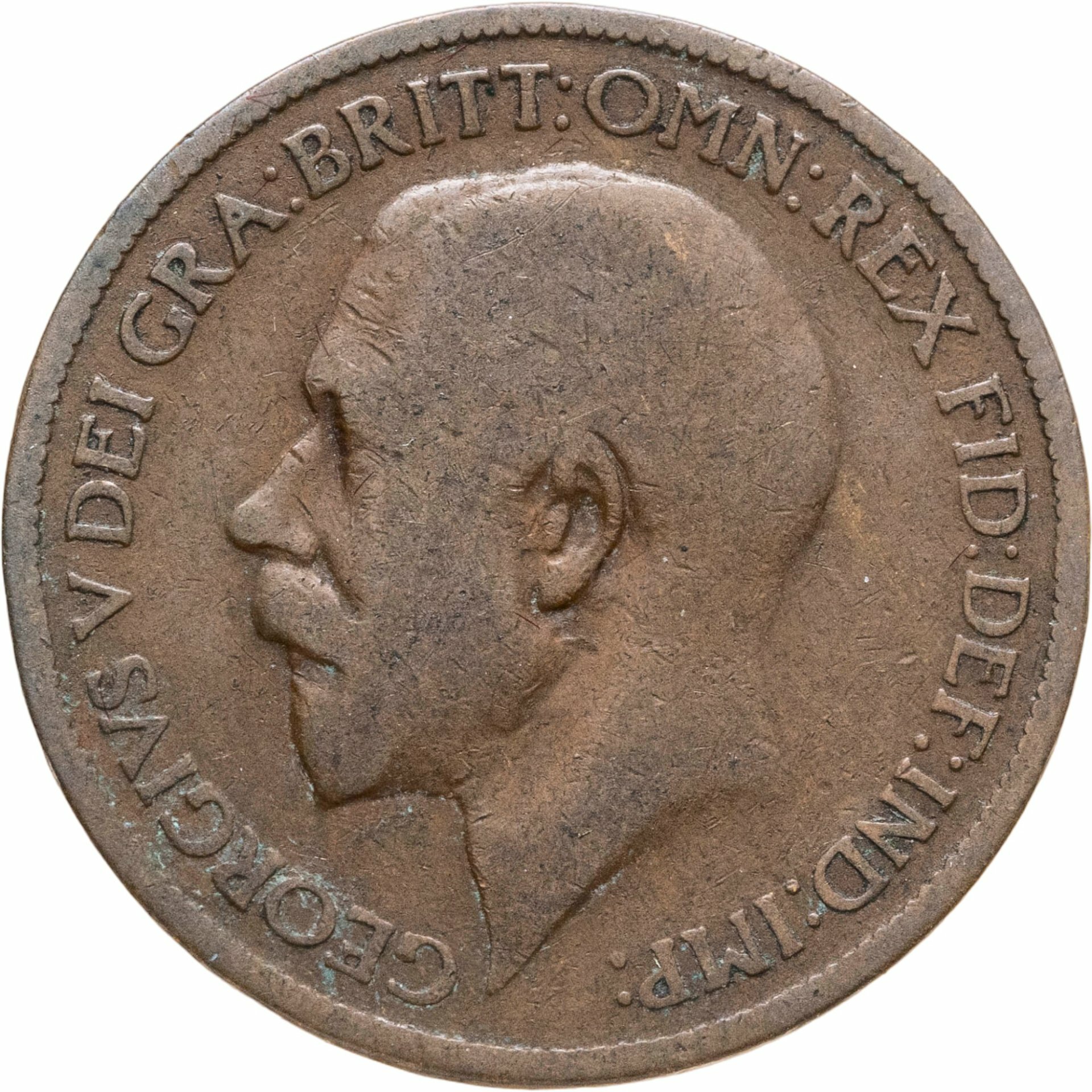 Великобритания 1/2 пенни penny 1922, Бронза, в сохранности VG-F