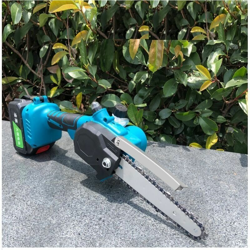 Пила 8" с масленкой + секатор + шест для высоких веток с 2 аккумуляторами (3000 мАч), 1 запасным лезвием, 1 запасной цепью