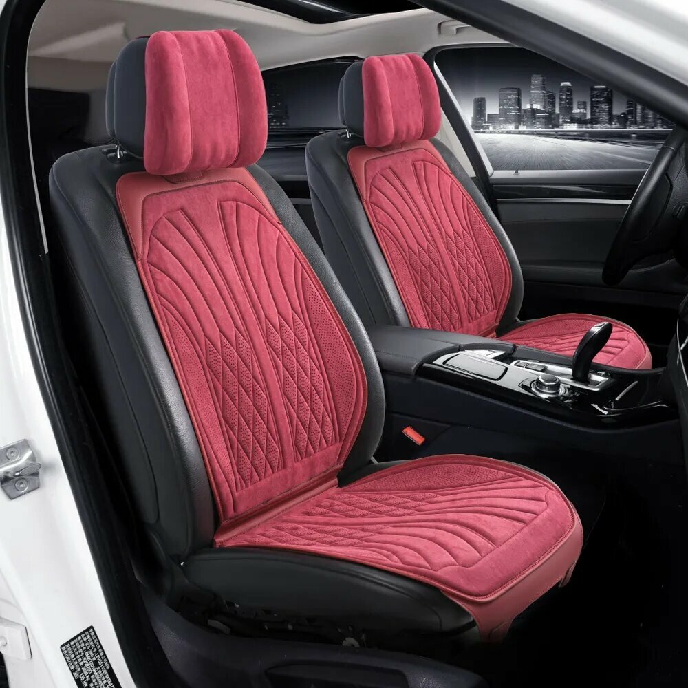 Накидка автомобильная на Передние сиденья, Искусственная кожа, Экозамша, 2 шт.