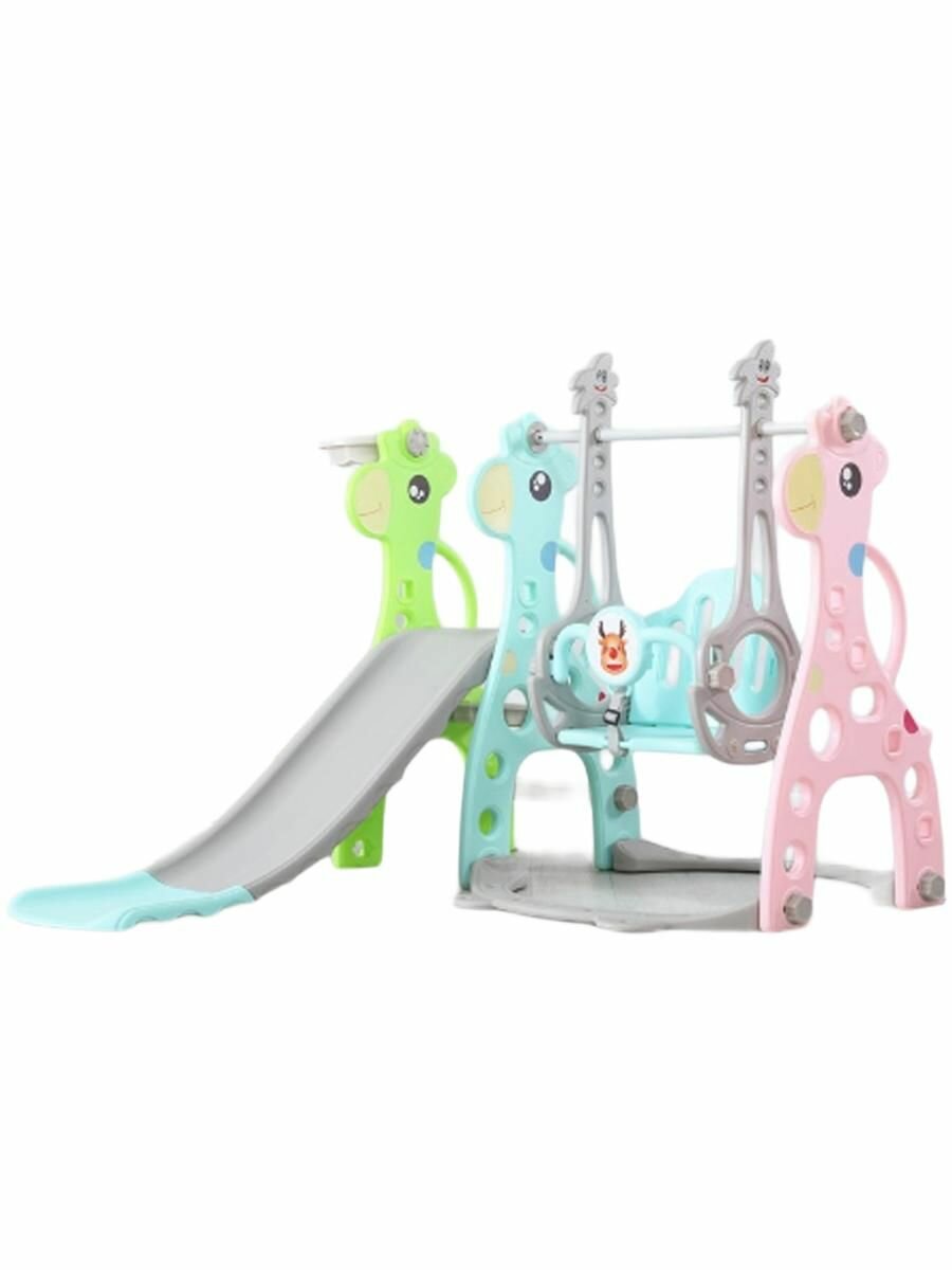 Игровая площадка с жирафом, горка, качели, баскетбольная площадка 3 в 1