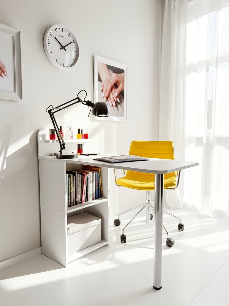 Маникюрный стол белый открытые полки 91х101х45 см