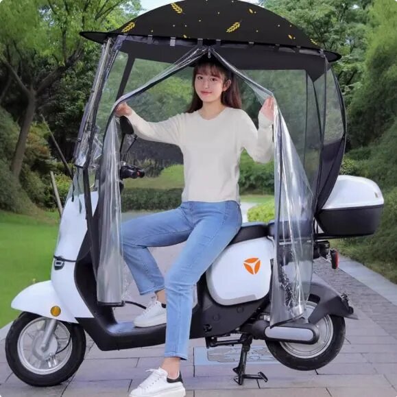 Дождевик для мотоцикла/электрического велосипеда, солнцезащитный козырек для электрического велосипеда, защита от солнца, защита от дождя и ветра, раздвижное окно высокой четкости.