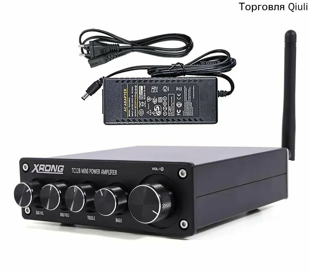 XRONG Bluetooth 5.2 стерео аудио ресивер усилитель 2.1 CH мини Hi-Fi класса D TDA3116 интегрированный усилитель 300 Вт для дома AMP мощный сабвуфер с блоком питания