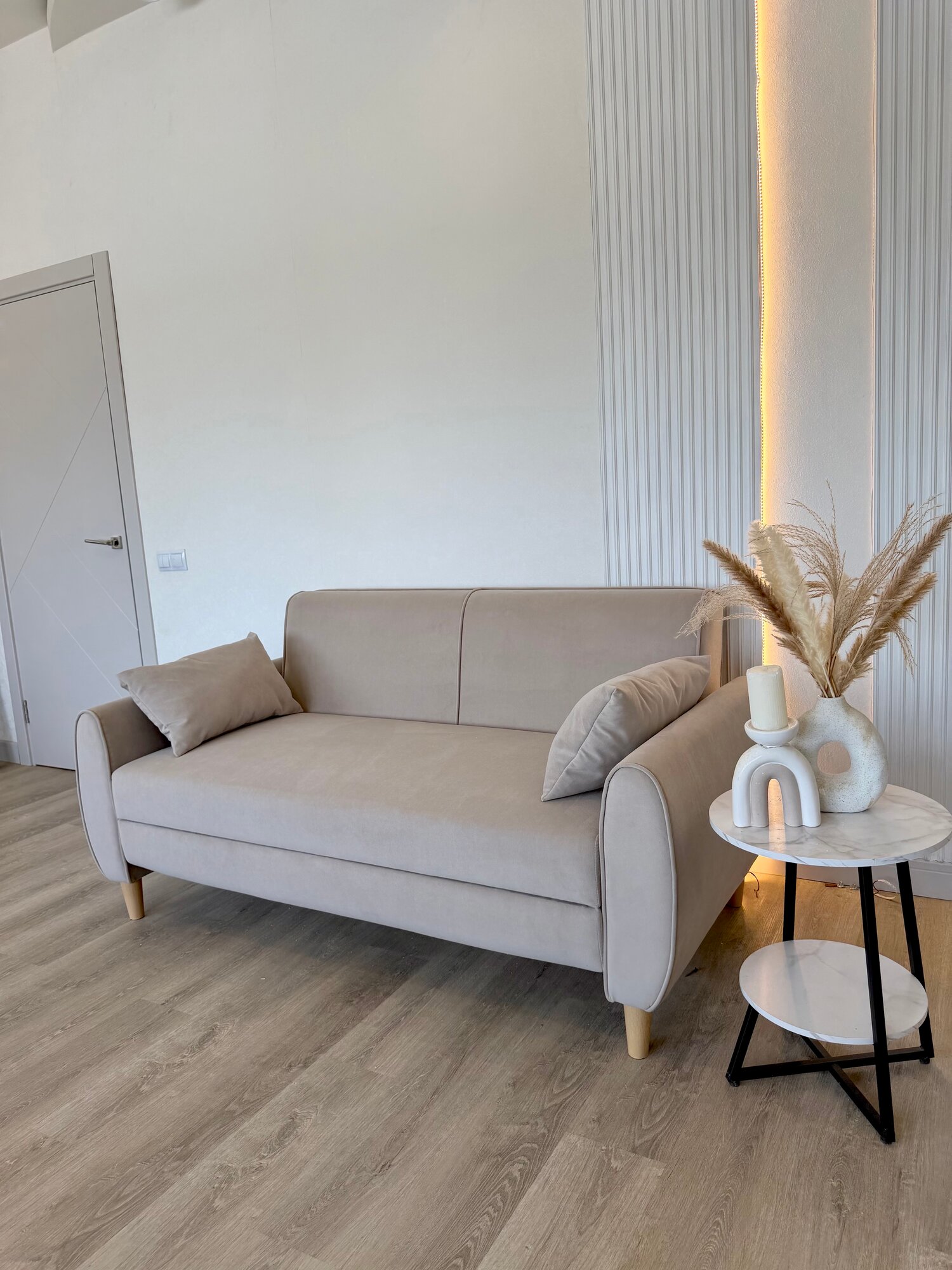 Диван-кровать, Прямой диван норд , механизм Еврокнижка, темно-бежевый , 170х88х84 см (Вивальди 4)