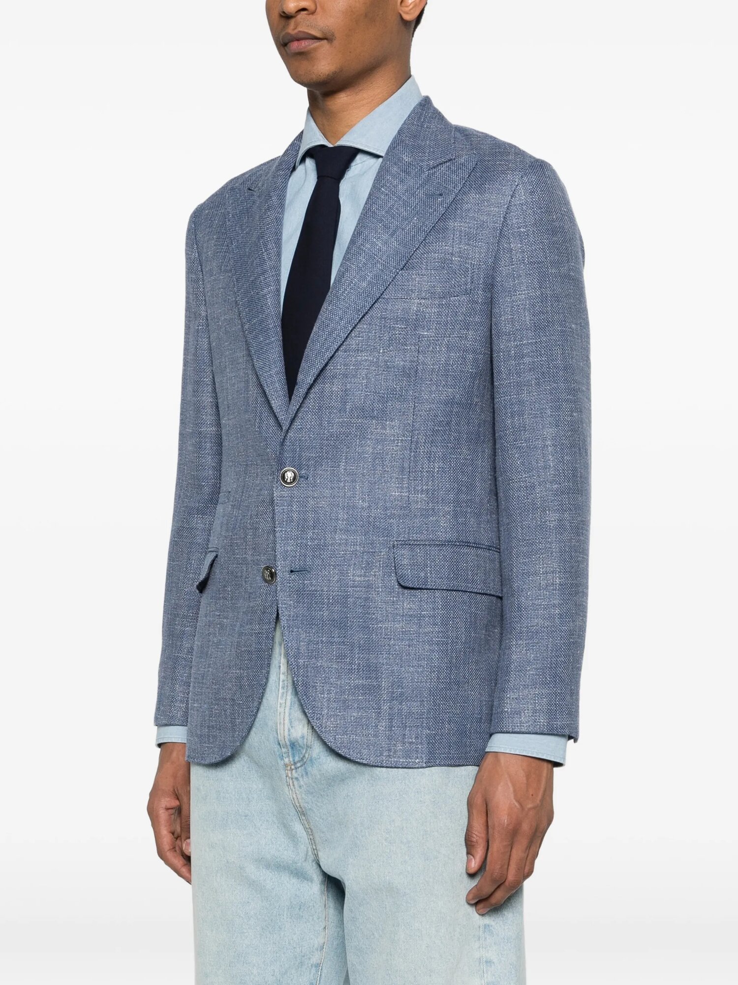 Пиджак BRUNELLO CUCINELLI Single-breasted blazer, размер 50, blue — фото 1