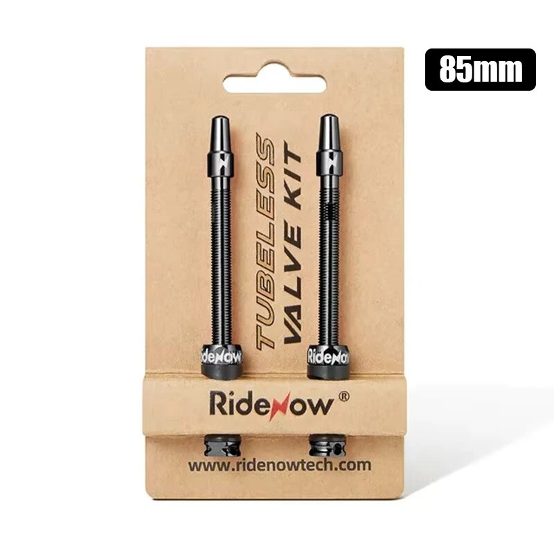 Велосипедные бескамерные ниппели Ridenow, алюминиевые, Presta, 45/65/85 мм (2 шт.) 85mm black