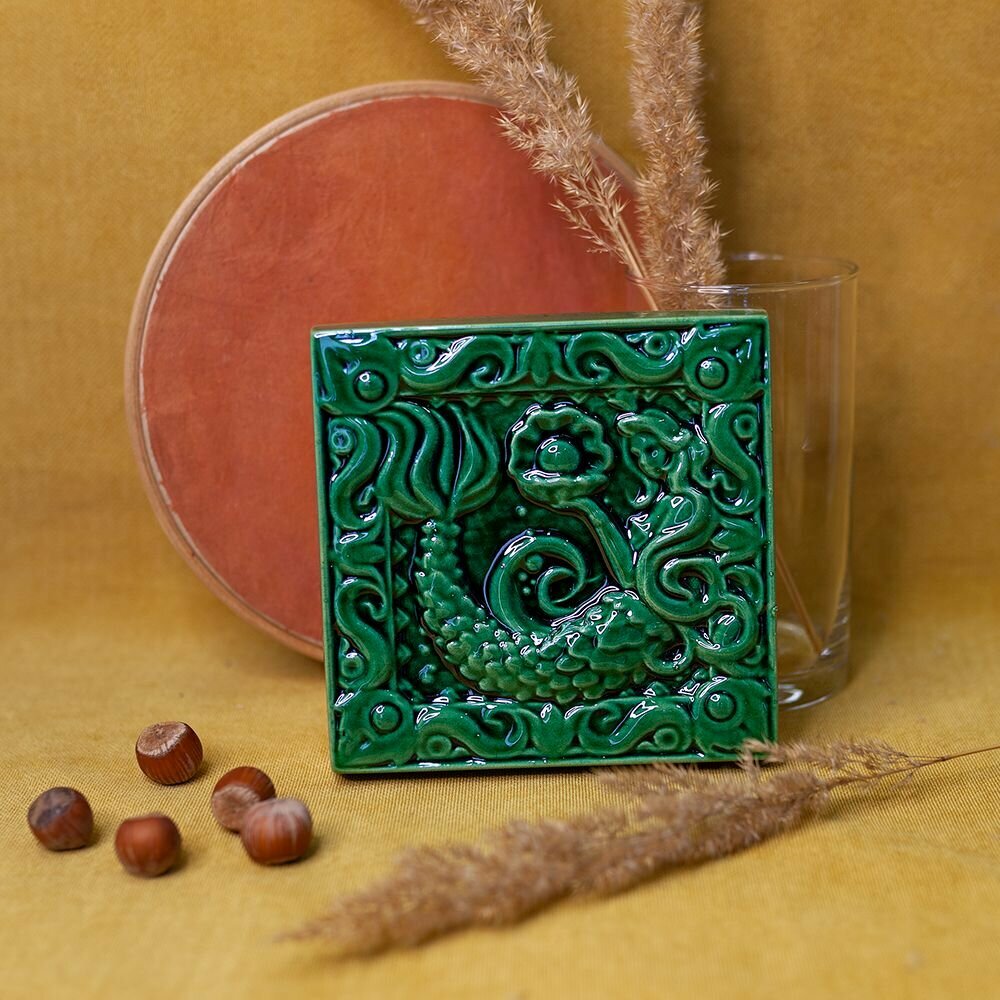 Изразец Русалка одноцветный зеленый