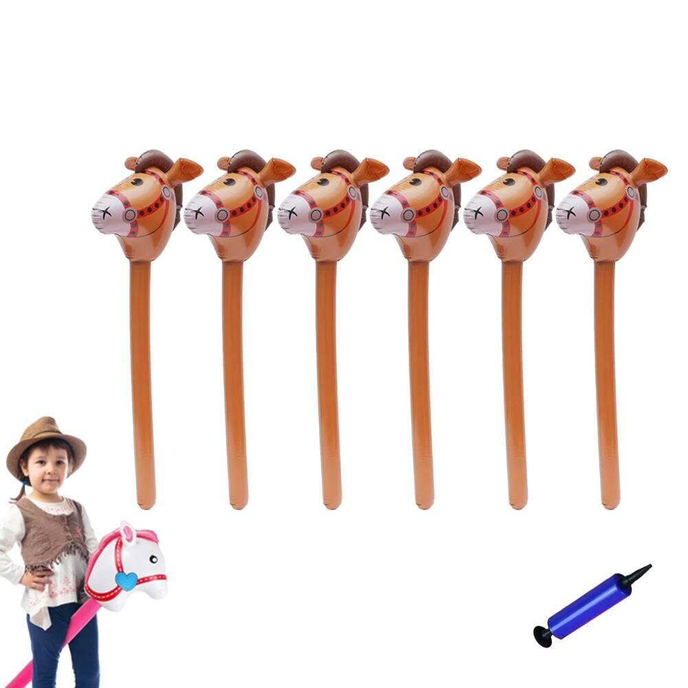 Надувная лошадка на палочке, надувная голова лошади на палочке, костюм пони в стиле вестерн, ковбой, ковбойша, украшение для детского праздника, дня рождения, Хэллоуина, сувениры и реквизит.