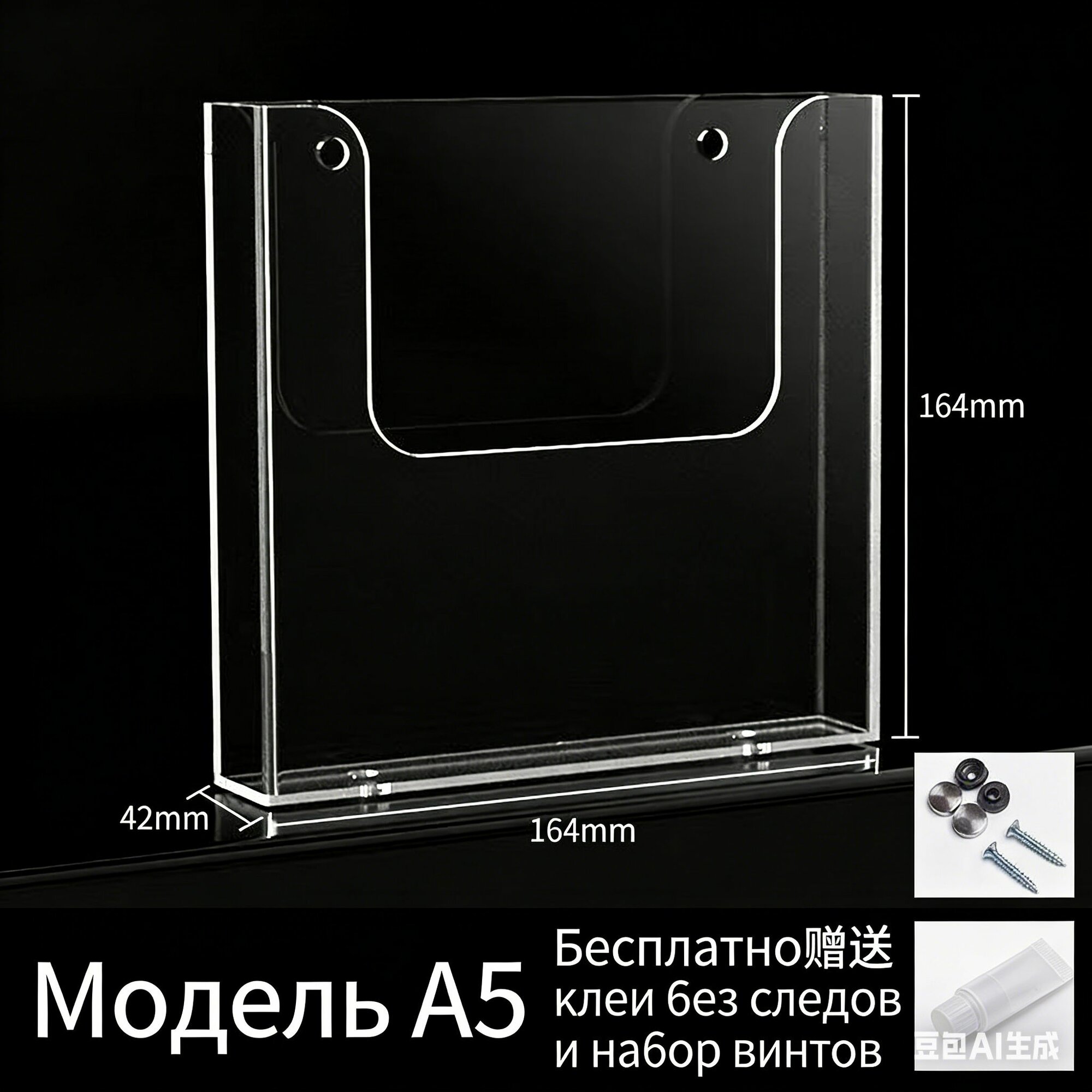 Карман для документов пластиковый объемный навесной А4 , информационный объёмный карман , настенный держатель формата А5, 1 шт