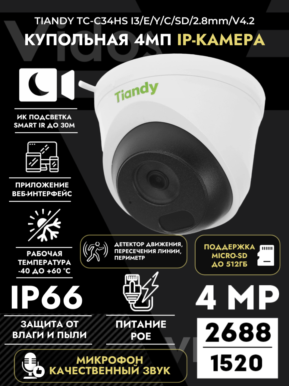 TIANDY TC-C34HS I3/E/Y/C/SD/2.8mm/V4.2 видеокамера IP