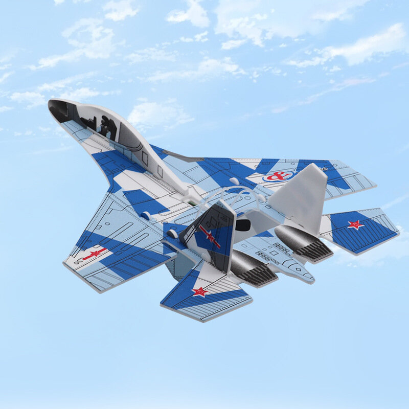 Электрический RC-дрон-истребитель Су-27 с LED-подсветкой, перезаряжаемый аккумулятор, для детей - Синий