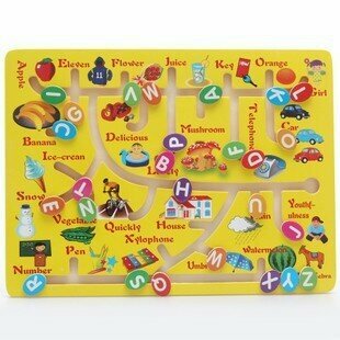 Деревянная головоломка с алфавитной дорожкой для детей, обучающая игрушка с буквами и темами животных