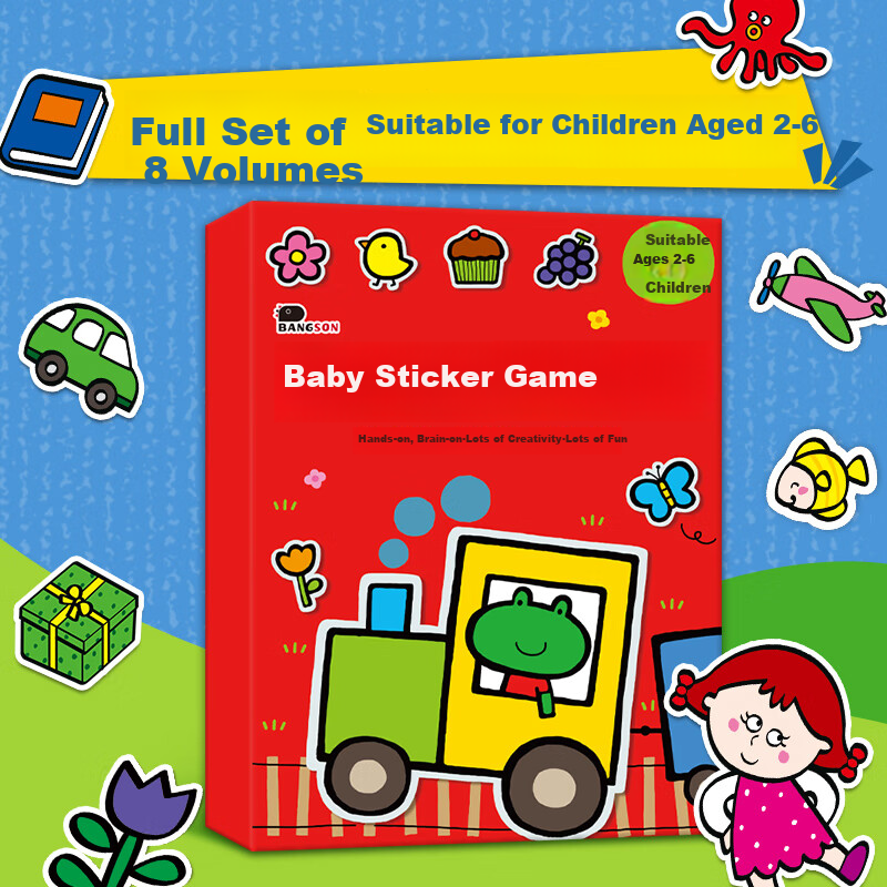 BANGSON Набор из 8 стикер-книг для детей 2-6 лет с персонажами Обучающая развивающая игрушка Цвет：Набор из 8 томов