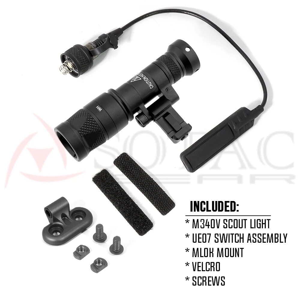 SOTAC M340V Scout Light Тактический фонарик Strobel Light Мини Инфракрасный Scout Light Pro с адаптером MLOK с планкой Пикатинни 20 мм