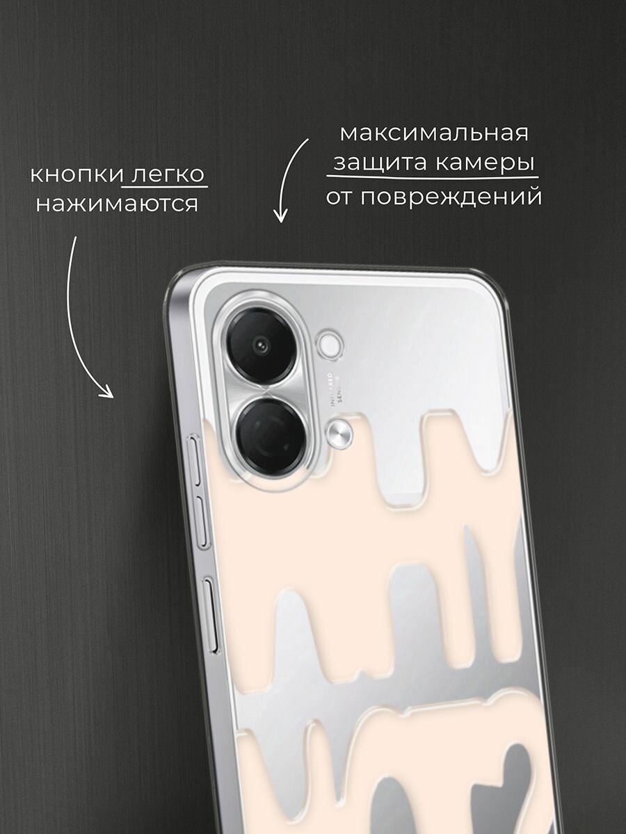 Силиконовый чехол на Tecno Spark Go 3 / Текно Спарк Го 3 с принтом Whiy not? бежевый — фото 1