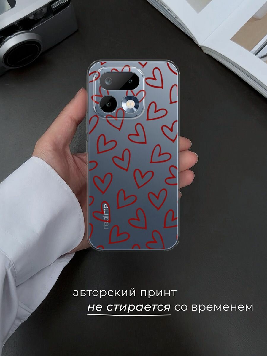 Чехол на Realme 16 Pro / Реалме 16 Про с принтом Little hearts doodles 2, прозрачный — фото 1