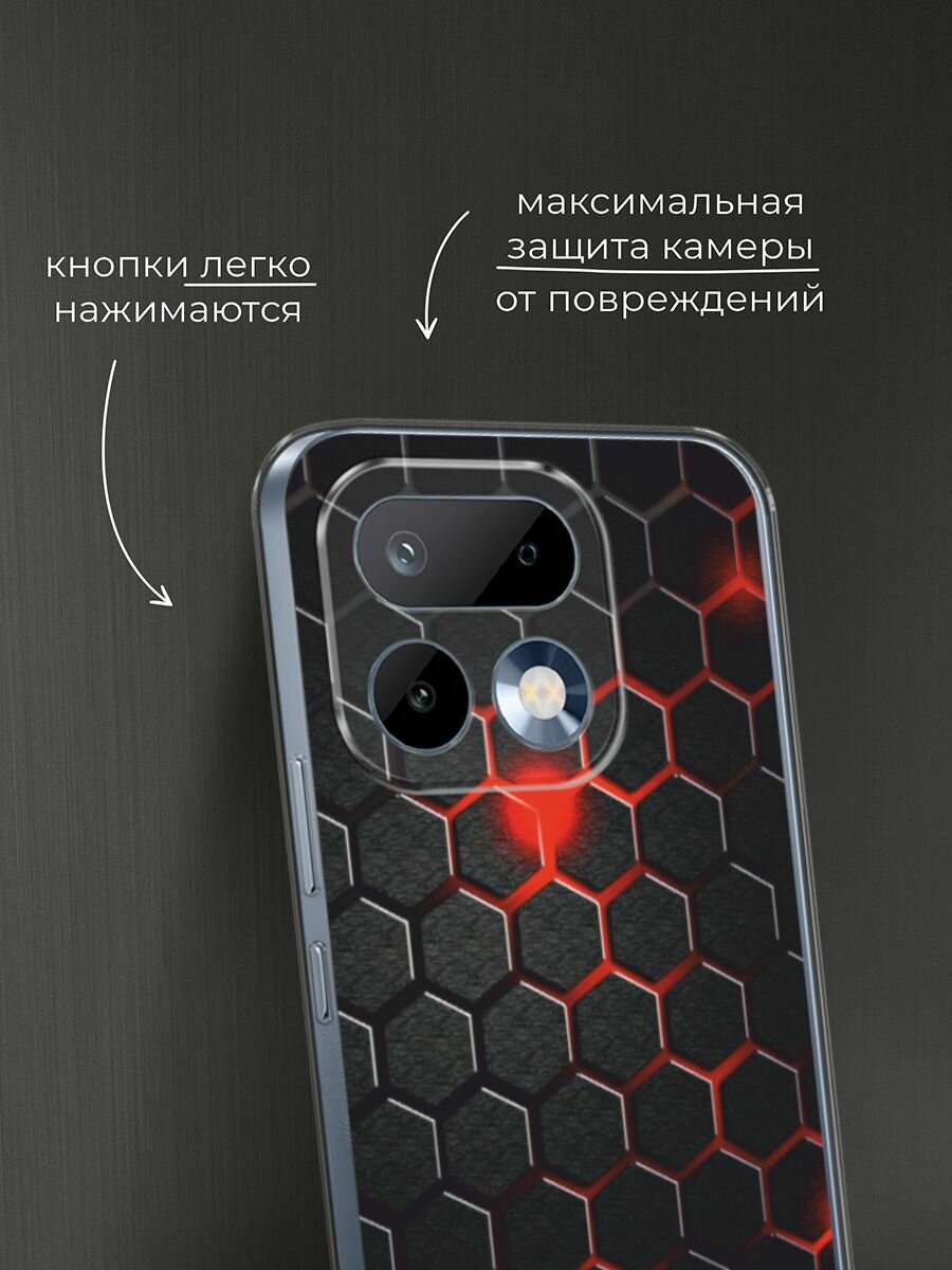 Чехол на Realme 16 Pro / Реалме 16 Про с принтом Фон соты красные — фото 1