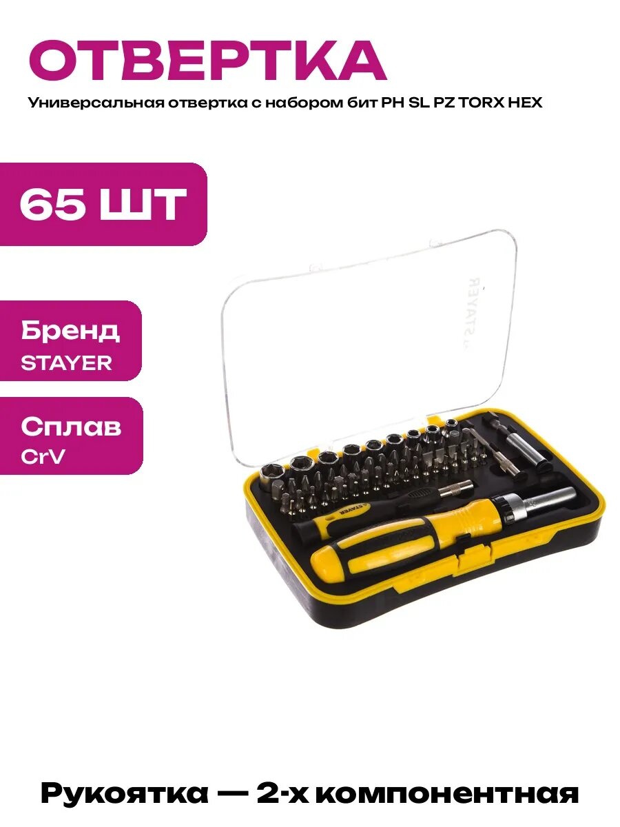 Отвертка с трещоткой и магнитными битами для точных работ