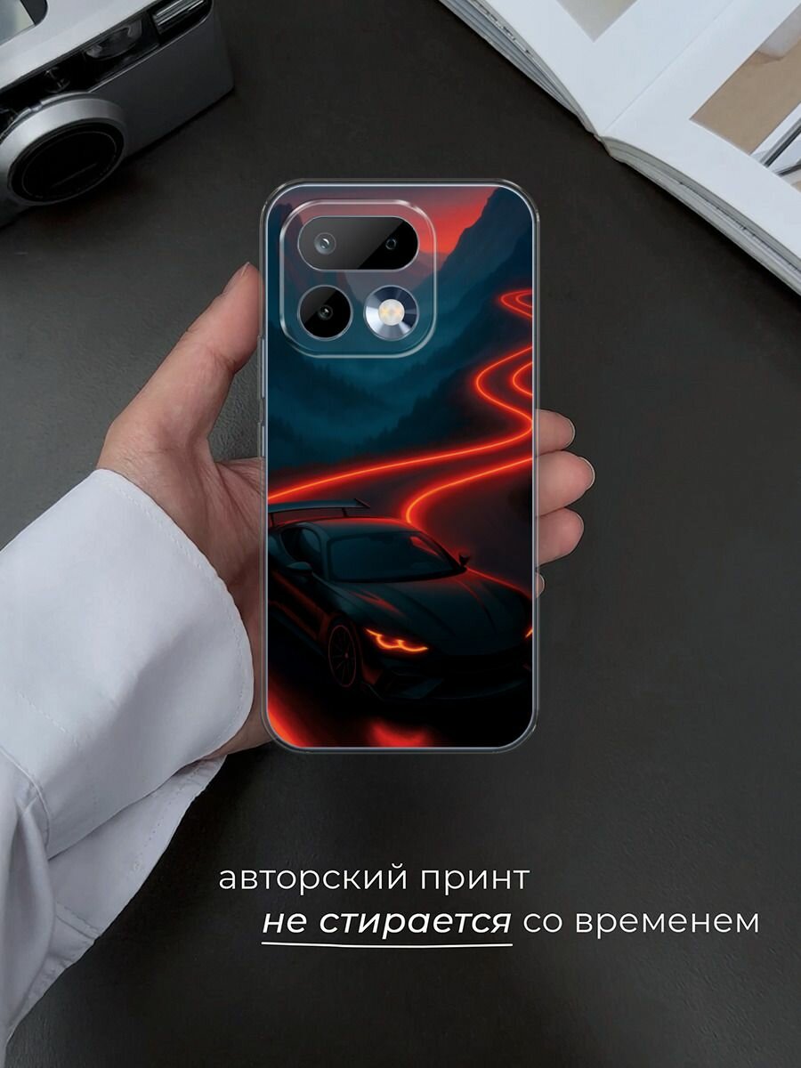Чехол на Realme 16 Pro / Реалме 16 Про с принтом Красные следы от машины — фото 1