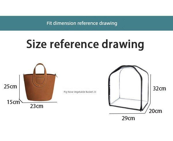 Защитный чехол для сумки Hermes In The Loop Pig Nose Basket - Прозрачный, размер 23 см для хранения и защиты сумок