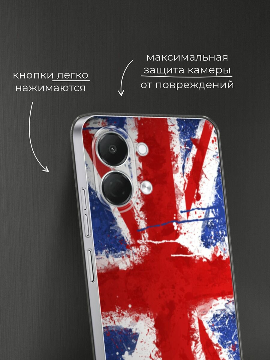 Чехол на Tecno Spark Go 3 / Текно Спарк Го 3 с принтом Флаг Великобритании 2 — фото 1