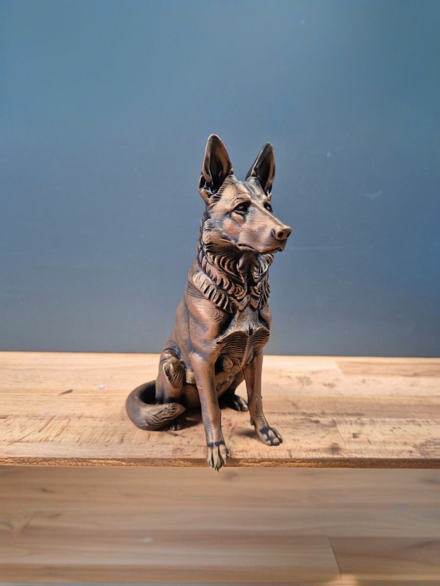Эксклюзив! Ростовая статуэтка собаки - Немецкая овчарка (10 см, коричневый металлик) - Верный друг, подарок, талисман
