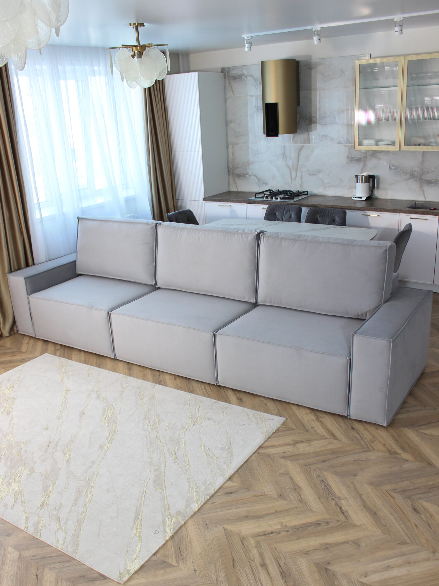 Диван-кровать Forrest Конер светло-серый, механизм выкатная Еврокнижка, 350х109х65 см