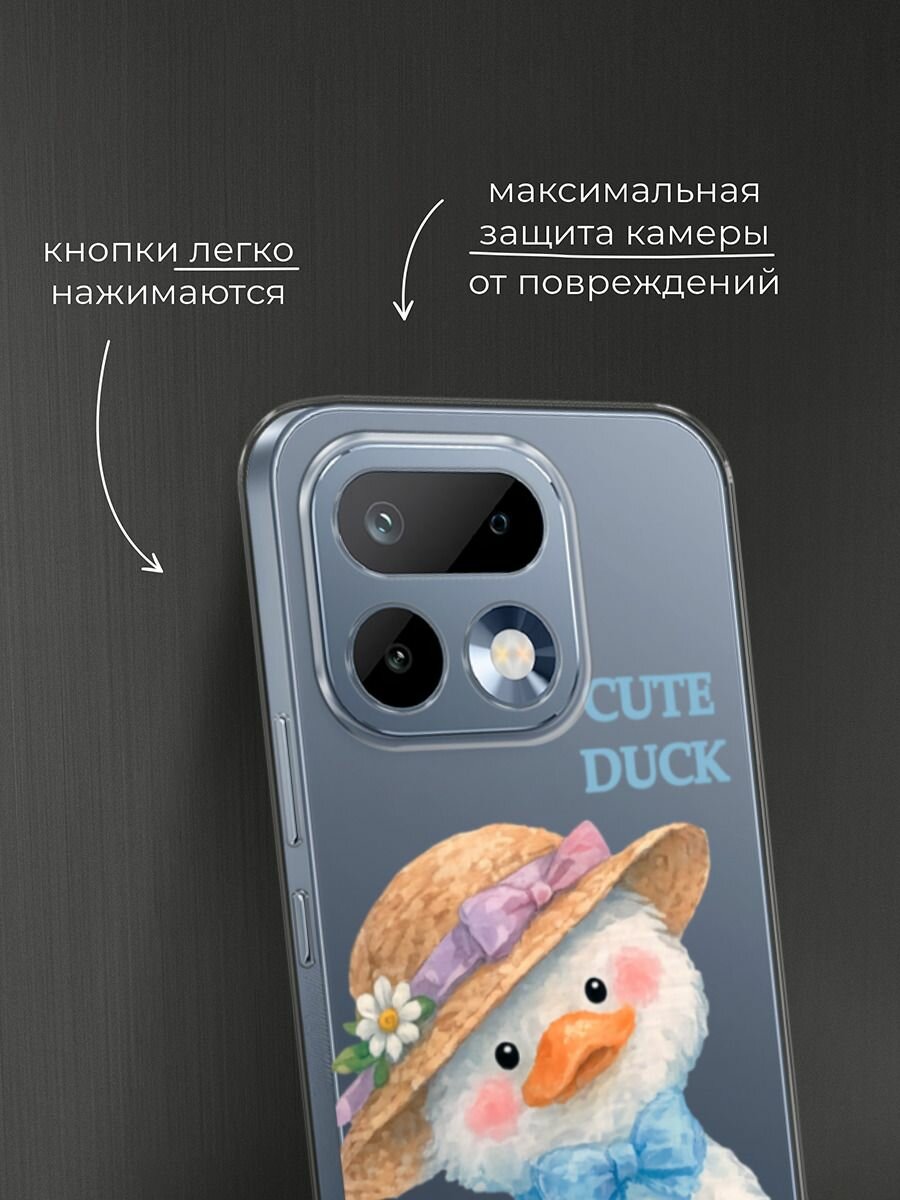 Чехол на Realme 16 Pro / Реалме 16 Про с принтом Cute duck, прозрачный — фото 1