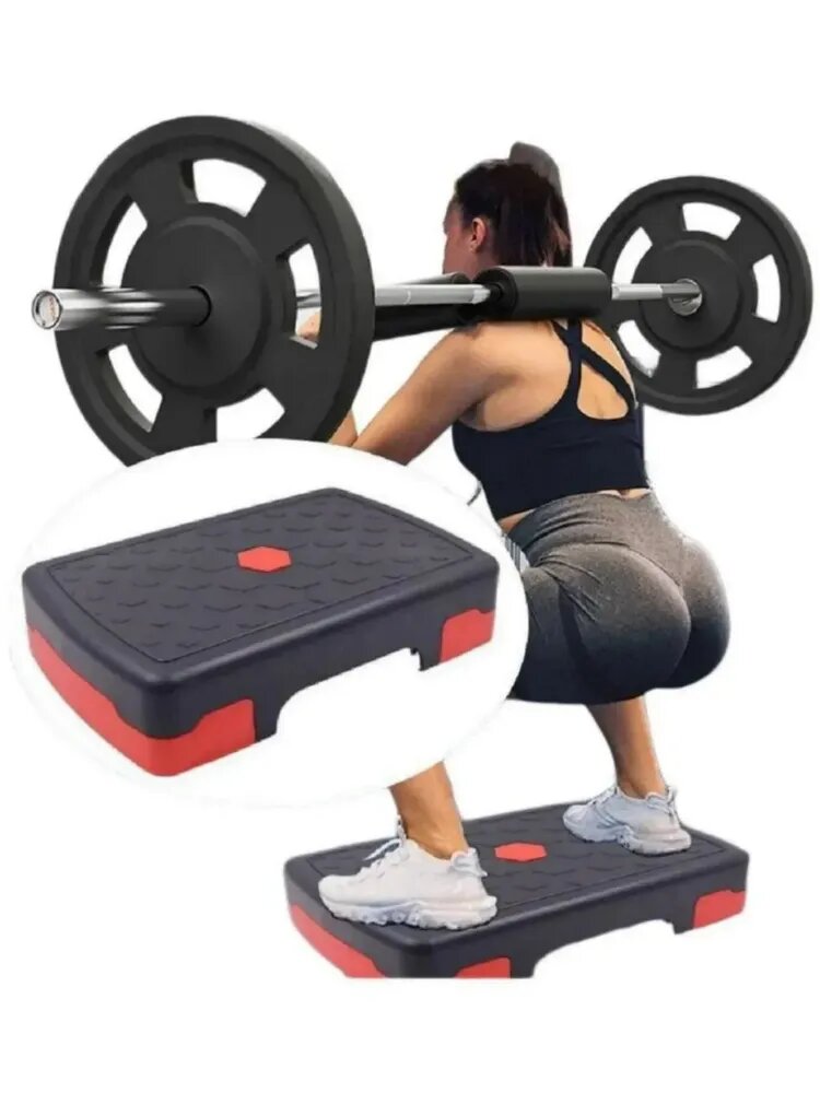 Степ платформа для фитнеса ABS 45см Черно-красная платформа для аэробики