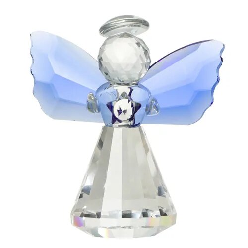 Хрустальная статуэтка ангела-хранителя, коллекционное пресс-папье, стеклянное украшение в виде синих крыльев ангела, свадебный подарок