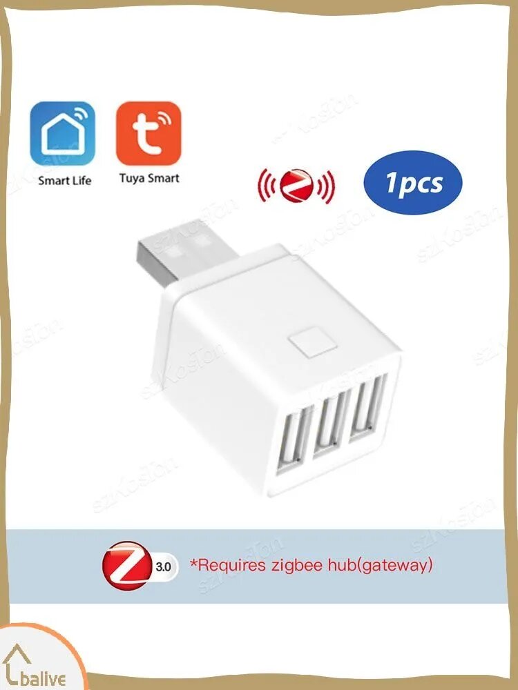 Tuya Smart Zigbee 5V Mini USB адаптер питания для управления освещением, белый — фото 1