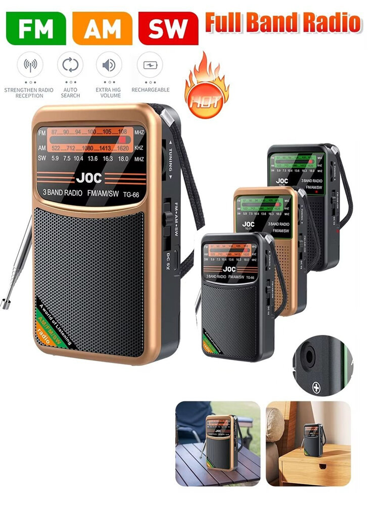 Портативное карманное радио AM / FM / SW, 3-полосное Мини-портативное радио для бега, поддержка наушников, Перезаряжаемый FM-приемник