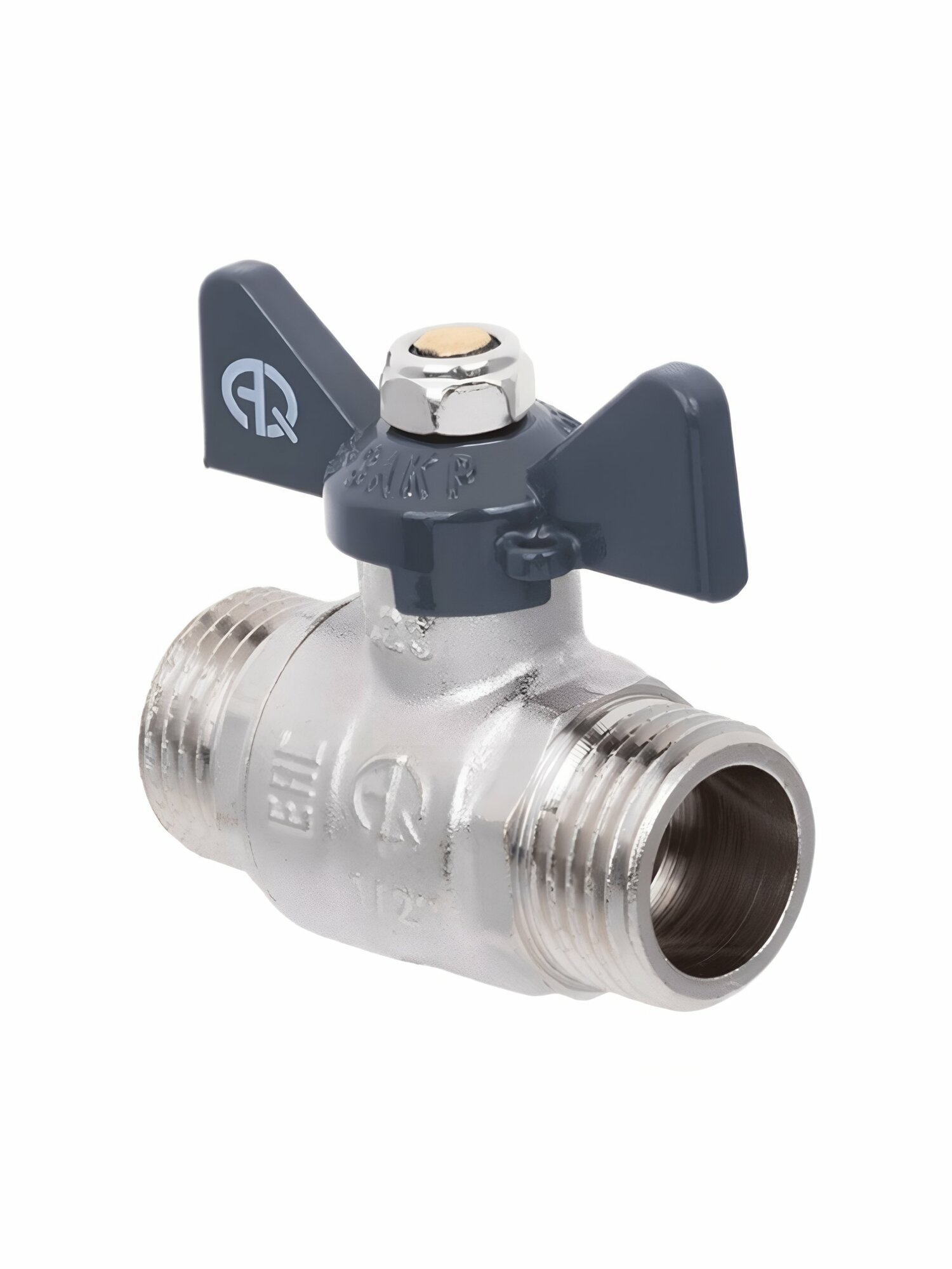 Кран для воды AquaLink 1/2' ш-ш латунный с ручкой-бабочкой, надежная запорная арматура для инженерной сантехники