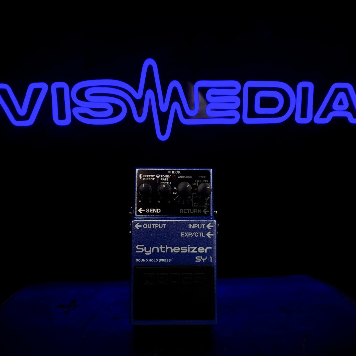 Педаль эффектов Boss "SY-1", для бас-гитары и электрогитары, портативная, цифровая, синяя