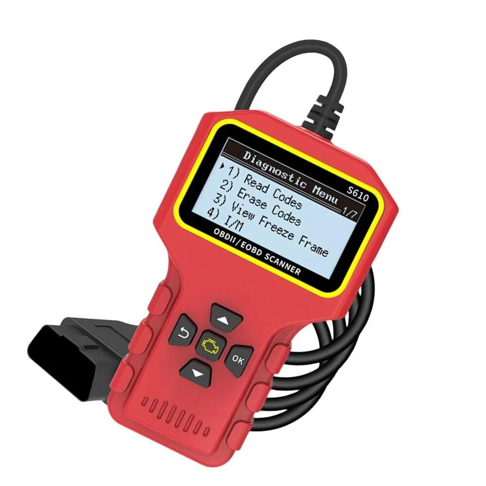 Диагностический сканер OBD2, красный, для легковых автомобилей, чтение кодов неисправностей