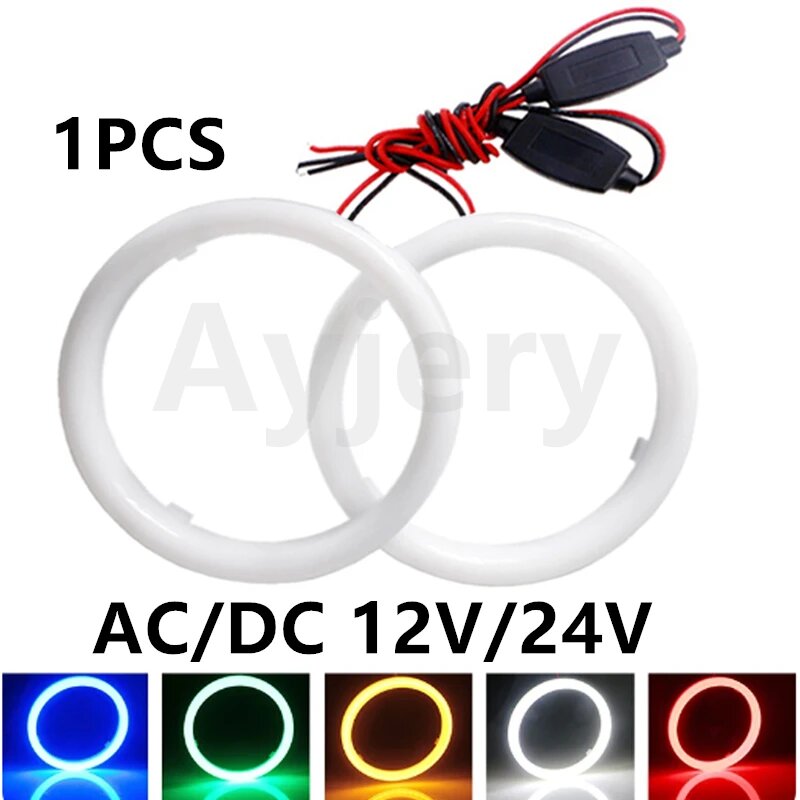 Универсальные Светодиодные Кольца Angel Eyes COB 12В-24В Для Дневных Ходовых Огней 90mm, Red