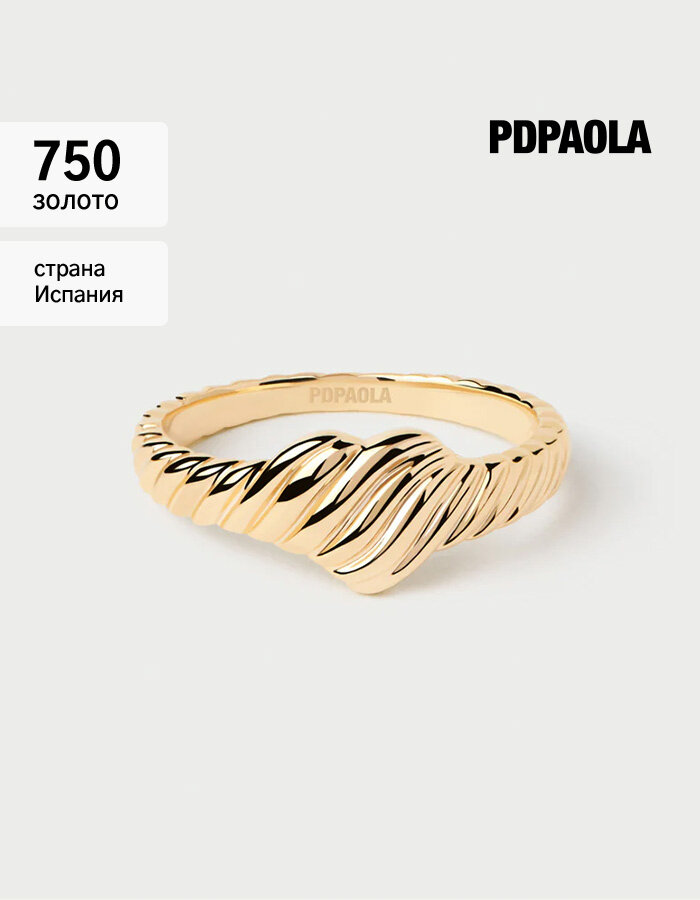 Кольцо, желтое золото, 750 проба, золочение