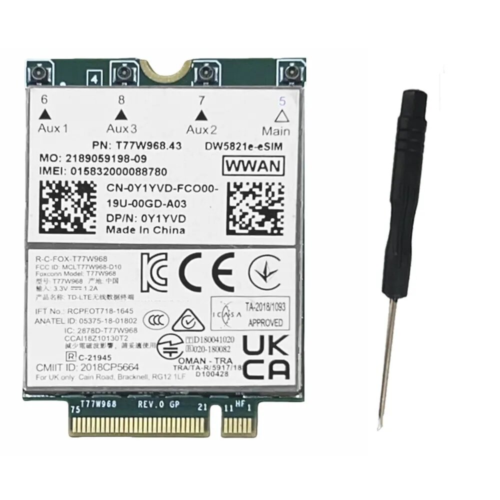Комплект Модуля Карты 4G T77W968 DW5821e E-SIM LTE CAT16 1 Гбит/С