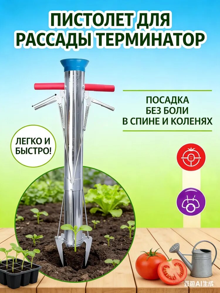 Конус посадочный Мой Мир Терминатор для рассады, 1 шт, из нержавеющей стали, красный, 90х22х11 см